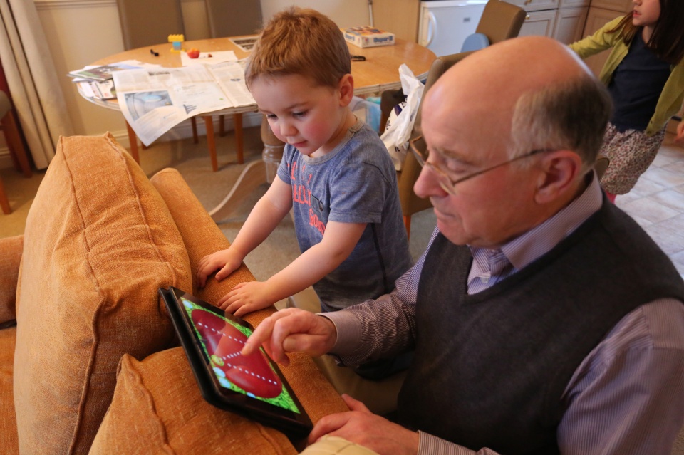 Showing Grandad the letter writing app | OrlaConor | Blipfoto
