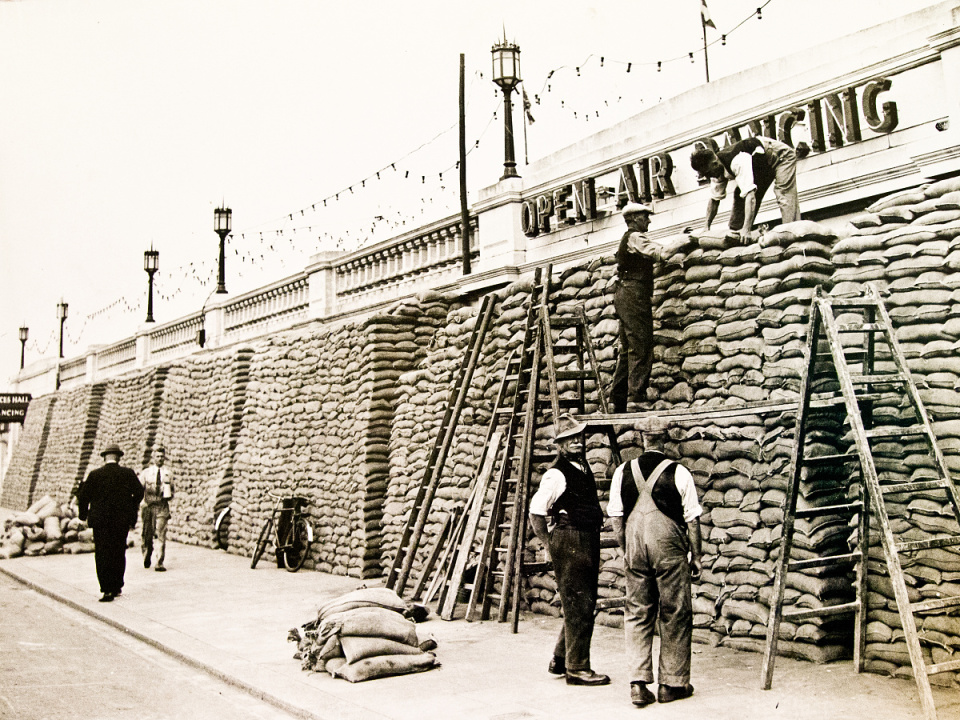 Sandbags on Brighton Seafront during WW2 | nigeyb | Blipfoto