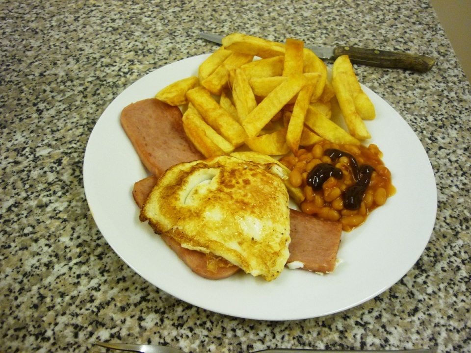 Spam, egg, beans 'n' chips. | oxidaisy | Blipfoto