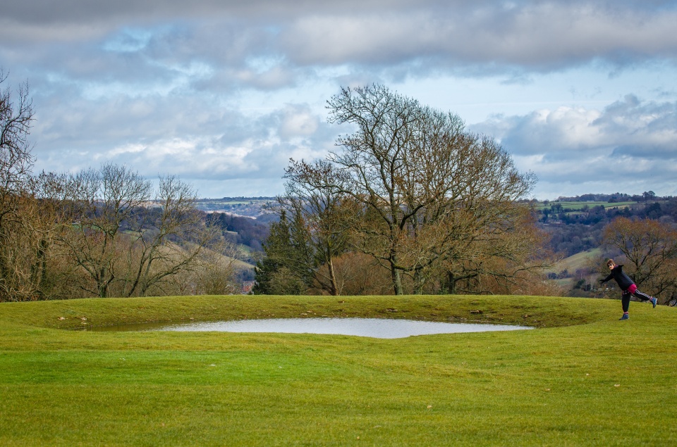 Helena at the dew pond on Minchinhampton Common | CleanSteve | Blipfoto
